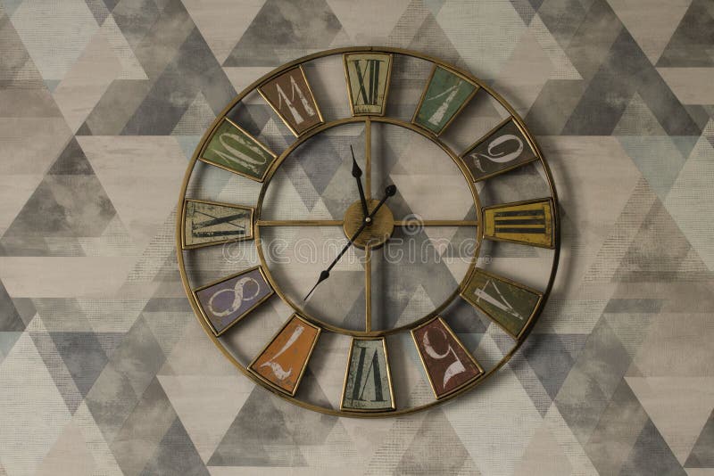 Round-shaped Clock with an Unusual Design Stock Image - Image of ...