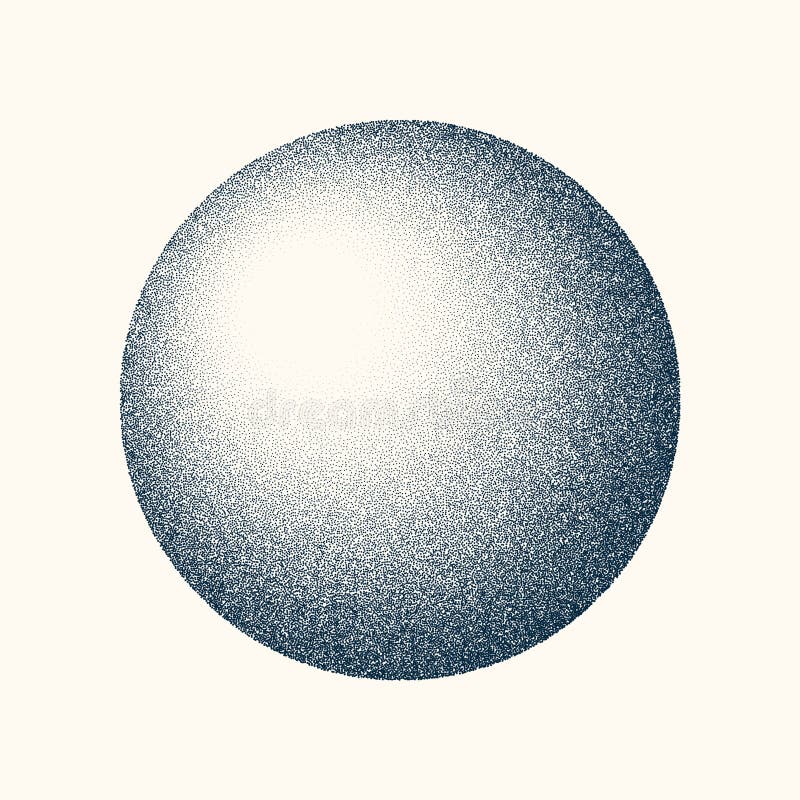 Round Shaped Dotted Object, Vintage Stipple Element. Fading Gradient ...