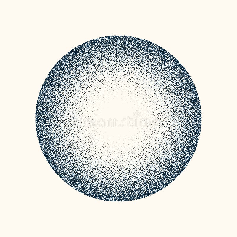 Round Shaped Dotted Object, Vintage Stipple Element. Fading Gradient ...