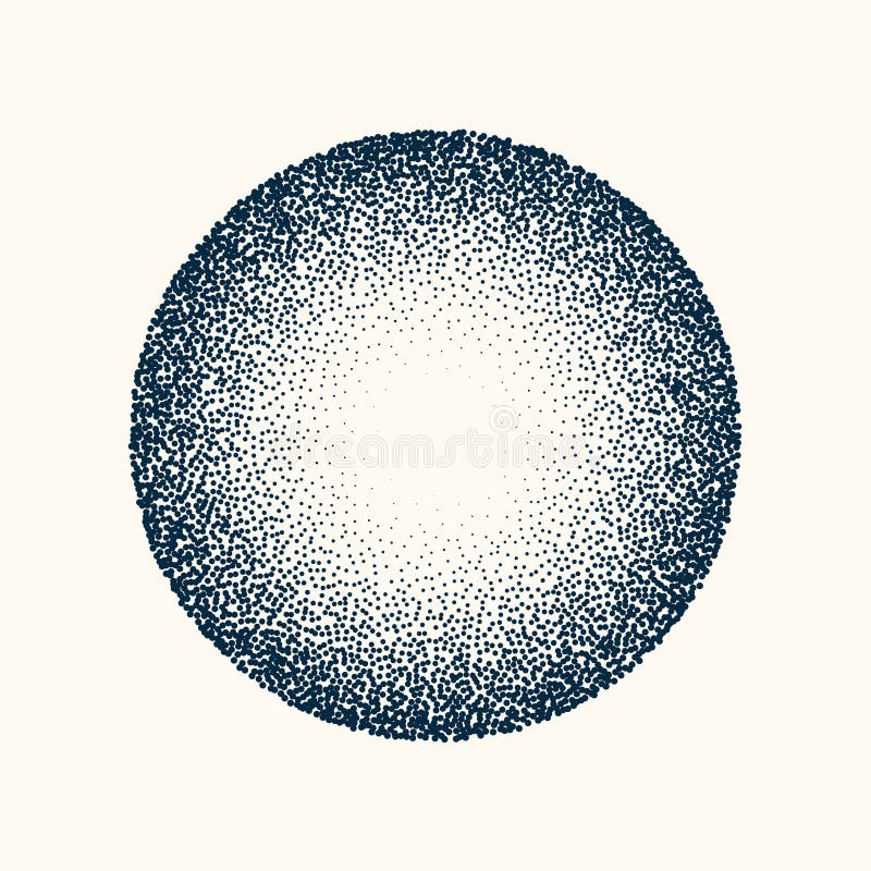 Round Shaped Dotted Object, Vintage Stipple Element. Fading Gradient ...