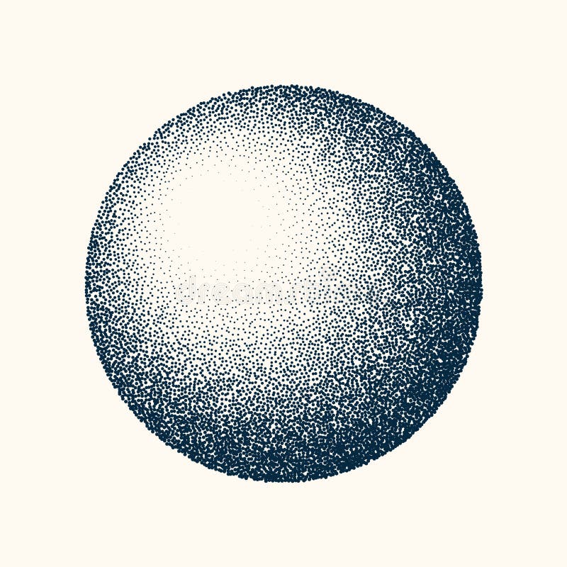 Round Shaped Dotted Object, Vintage Stipple Element. Fading Gradient ...