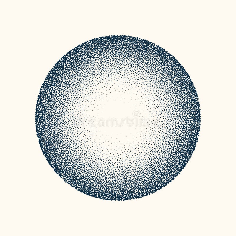Round Shaped Dotted Object, Vintage Stipple Element. Fading Gradient ...
