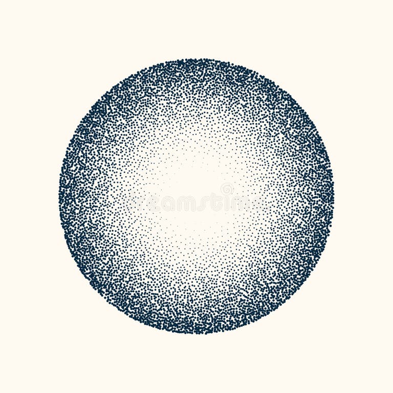Round Shaped Dotted Object, Vintage Stipple Element. Fading Gradient ...