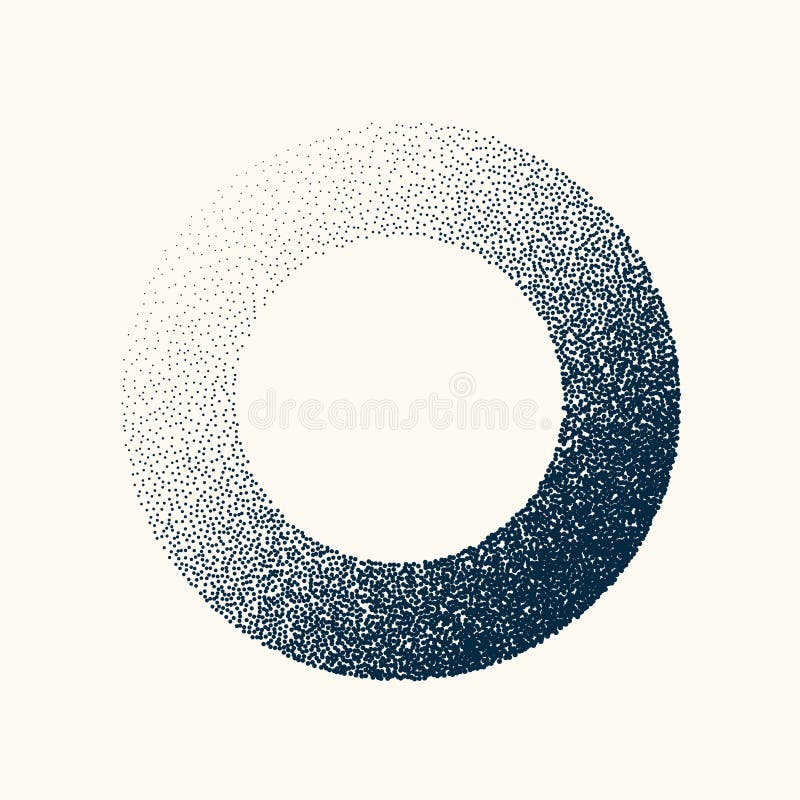 Round Shaped Dotted Object, Vintage Stipple Element. Fading Gradient ...