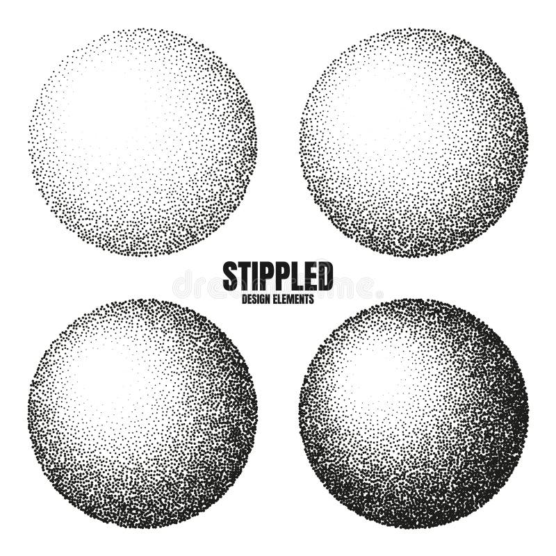 Round Shaped Dotted Objects, Stipple Elements. Fading Gradient ...