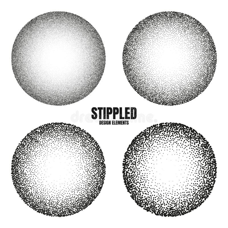 Round Shaped Dotted Objects, Stipple Elements. Fading Gradient ...