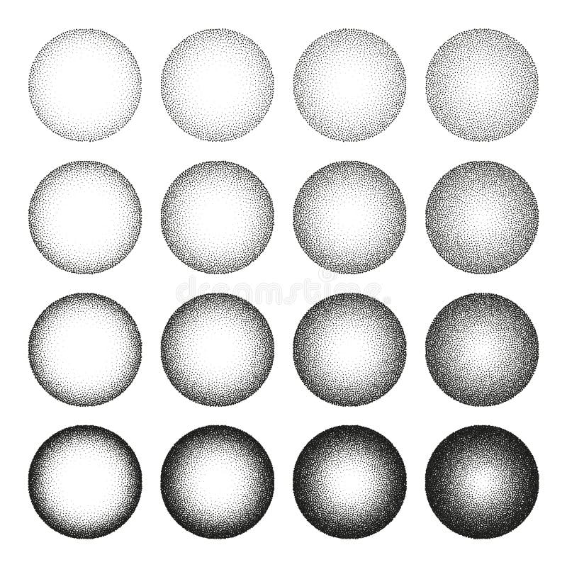 Round Shaped Dotted Objects, Stipple Elements. Fading Gradient ...