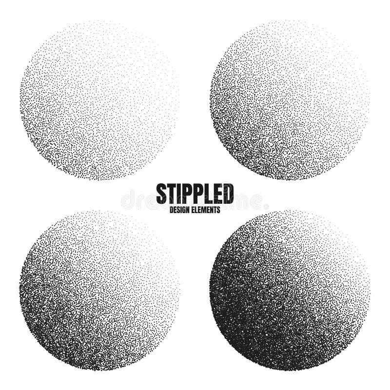 Round Shaped Dotted Objects, Stipple Elements. Fading Gradient ...