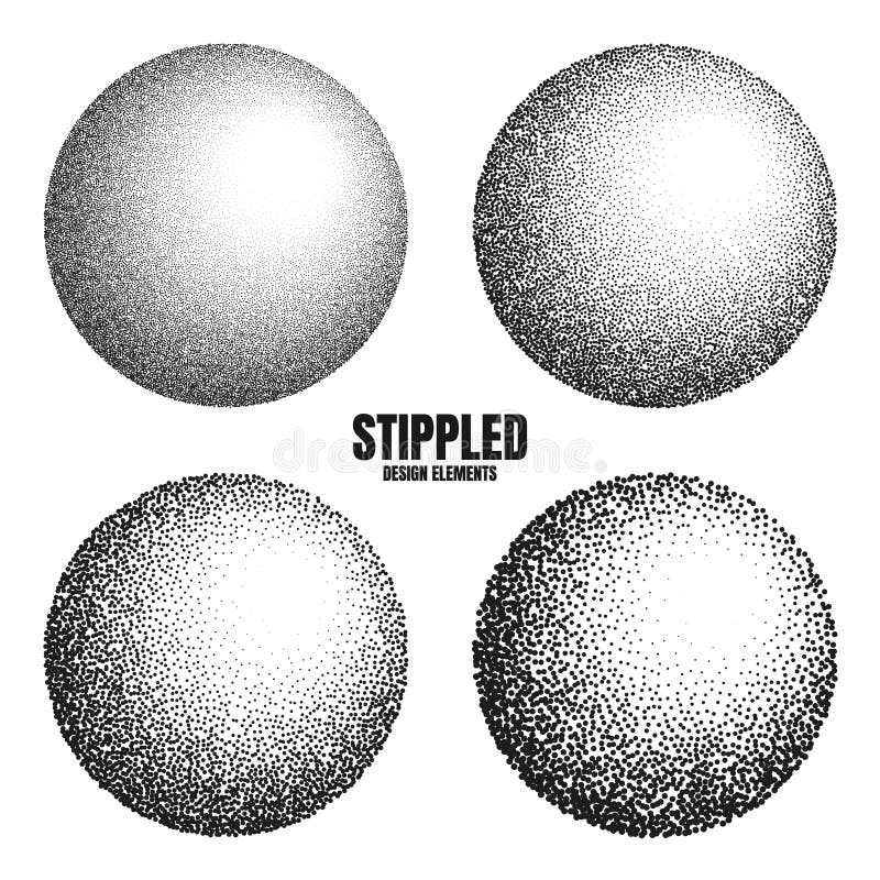 Round Shaped Dotted Objects, Stipple Elements. Fading Gradient ...