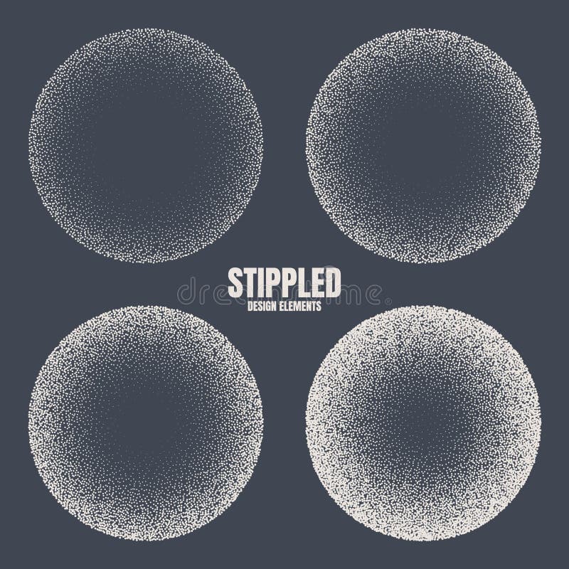 Round Shaped Dotted Objects, Stipple Elements. Fading Gradient ...