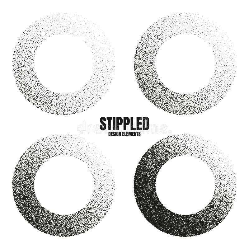 Round Shaped Dotted Objects, Stipple Elements. Fading Gradient ...