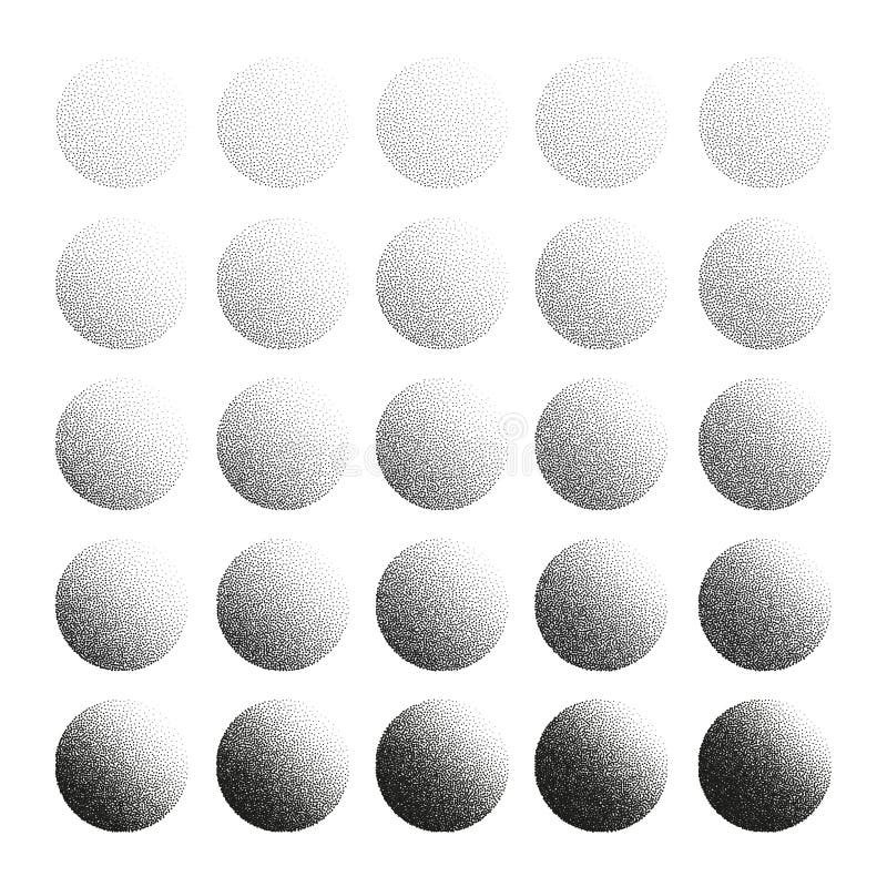 Round Shaped Dotted Objects, Stipple Elements. Fading Gradient ...