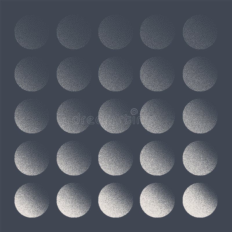 Round Shaped Dotted Objects, Stipple Elements. Fading Gradient ...