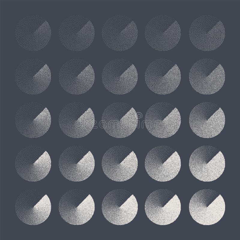 Round Shaped Dotted Objects, Stipple Elements. Fading Gradient ...