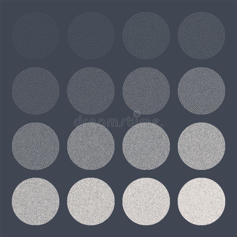 Round Shaped Dotted Objects, Stipple Elements. Fading Gradient ...