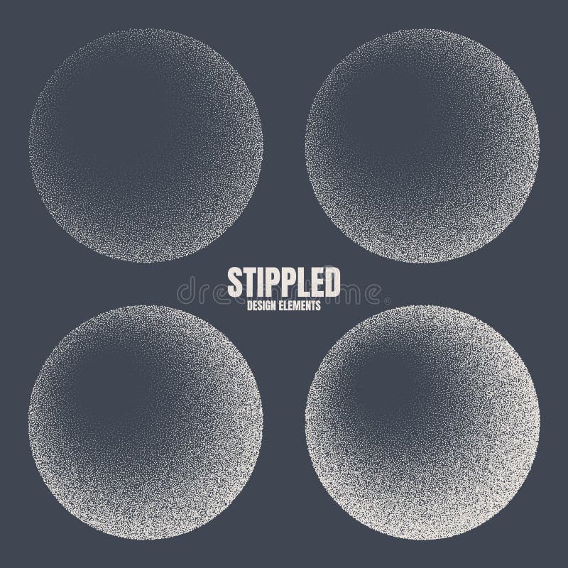 Round Shaped Dotted Objects, Stipple Elements. Fading Gradient ...
