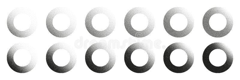 Round Shaped Dotted Objects, Stipple Elements. Fading Gradient ...