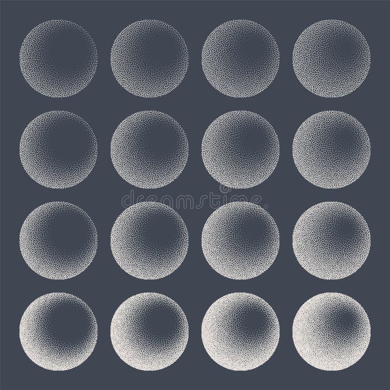 Round Shaped Dotted Objects, Stipple Elements. Fading Gradient ...