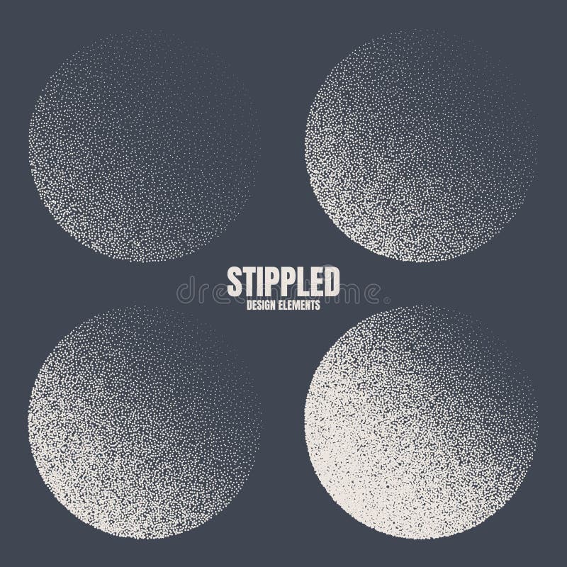 Round Shaped Dotted Objects, Stipple Elements. Fading Gradient ...