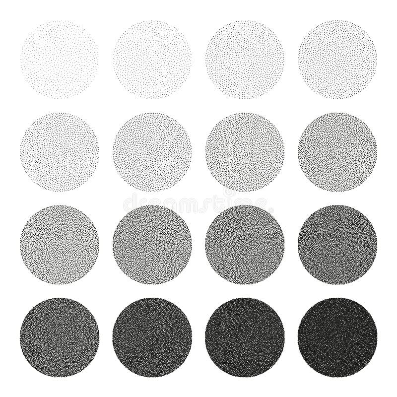 Round Shaped Dotted Objects, Stipple Elements. Fading Gradient ...