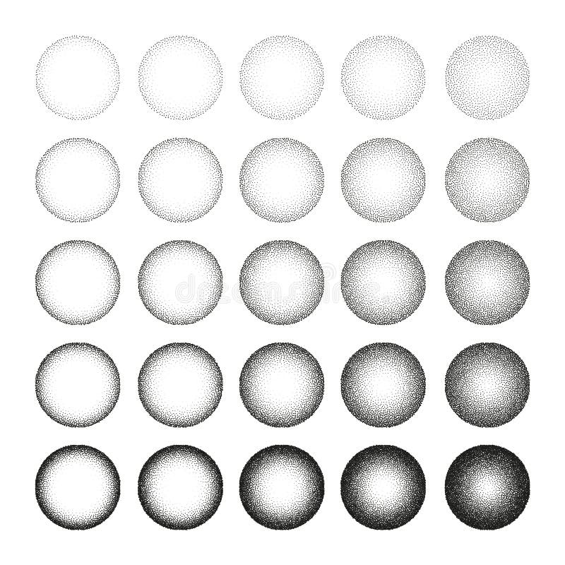 Round Shaped Dotted Objects, Stipple Elements. Fading Gradient ...