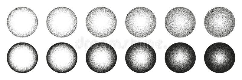 Round Shaped Dotted Objects, Stipple Elements. Fading Gradient ...