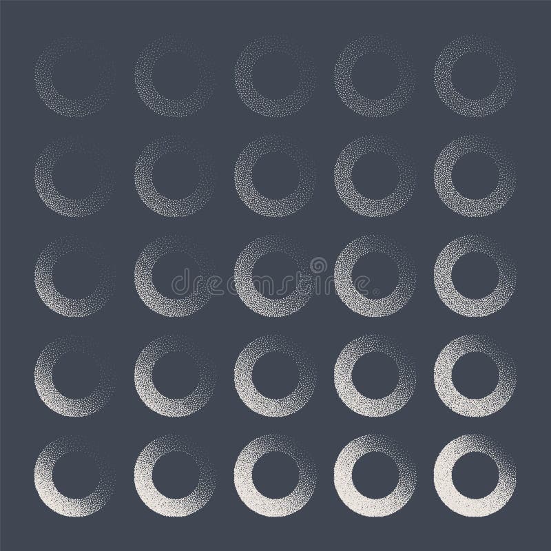 Round Shaped Dotted Objects, Stipple Elements. Fading Gradient ...