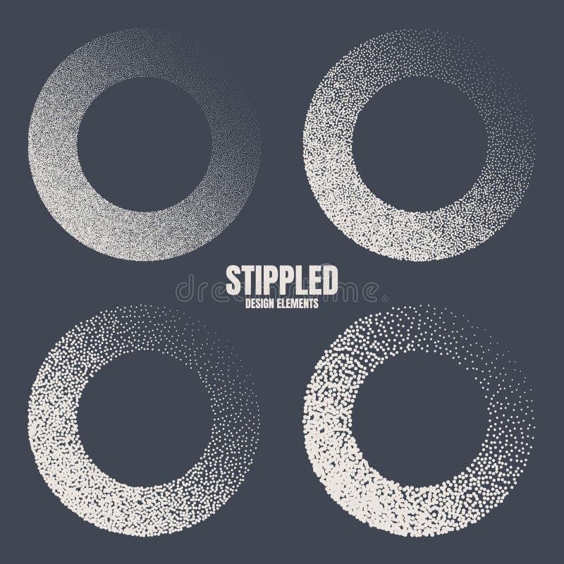 Round Shaped Dotted Objects, Stipple Elements. Fading Gradient ...