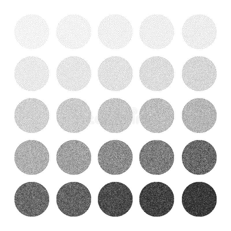 Round Shaped Dotted Objects, Stipple Elements. Fading Gradient ...