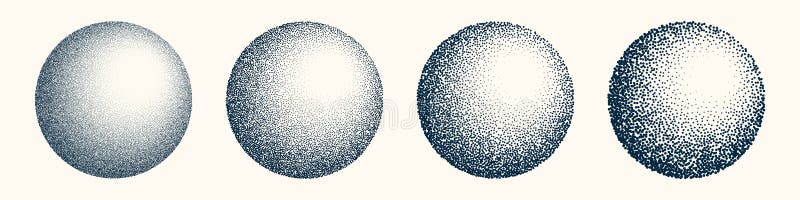 Round Shaped Dotted Objects, Vintage Stipple Elements. Fading Gradient ...