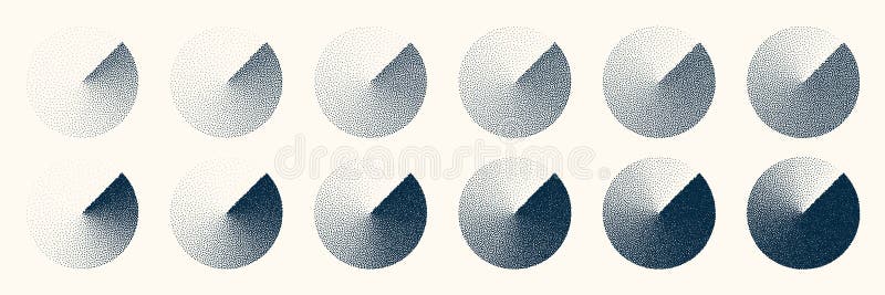 Round Shaped Dotted Objects, Vintage Stipple Elements. Fading Gradient ...