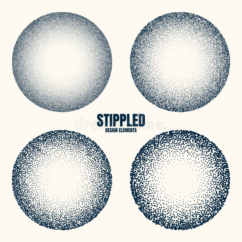 Round Shaped Dotted Objects, Vintage Stipple Elements. Fading Gradient ...