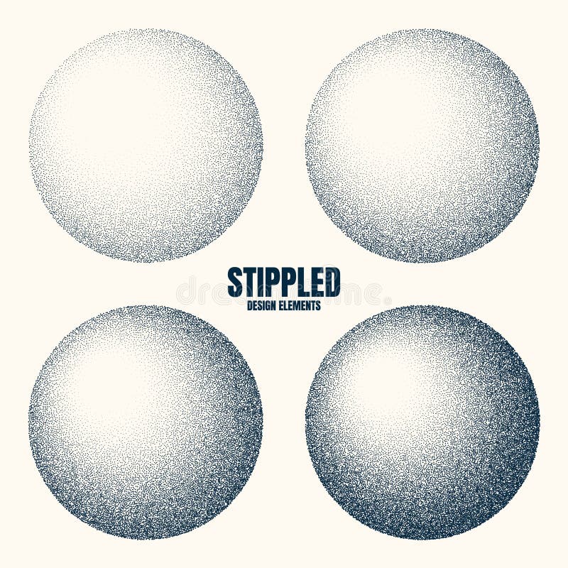 Round Shaped Dotted Objects, Vintage Stipple Elements. Fading Gradient ...