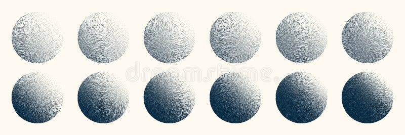 Round Shaped Dotted Objects, Vintage Stipple Elements. Fading Gradient ...