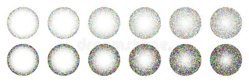 Round Shaped Dotted Objects, Vintage Stipple Elements. Fading Gradient ...