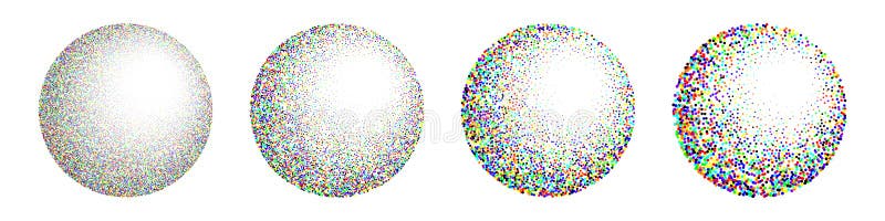 Round Shaped Dotted Objects, Vintage Stipple Elements. Fading Gradient ...