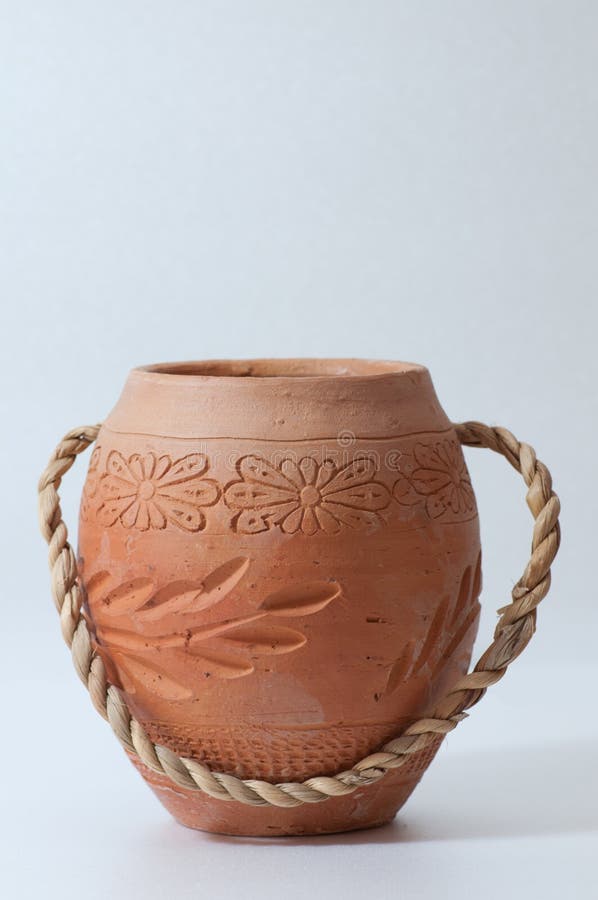 Round Shaped Jar Made from Clay Stock Image - Image of decorative, leaf ...