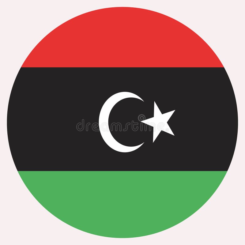 A Round-shaped Libyan State Flag Template Design Stock Vector ...