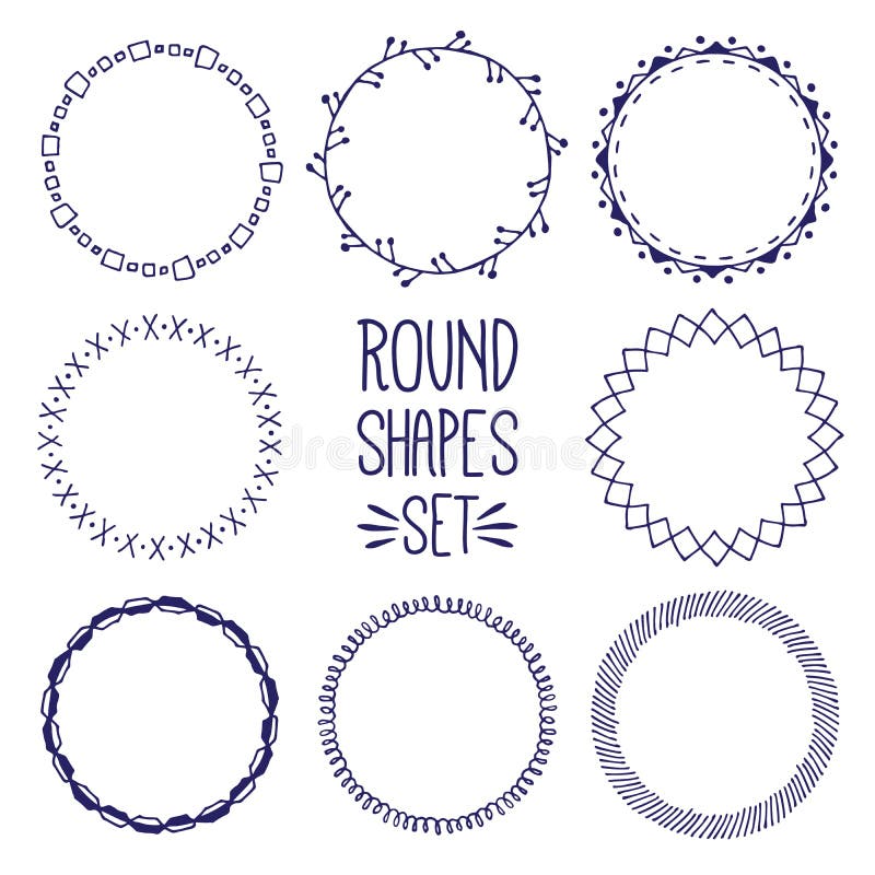 Round Shapes Hand Drawn Set Decorative Brushes Graphic Resources Stock ...