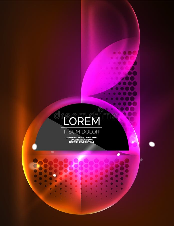 Round Shapes, Neon Glowing Elements. Vector Abstract Background Stock ...