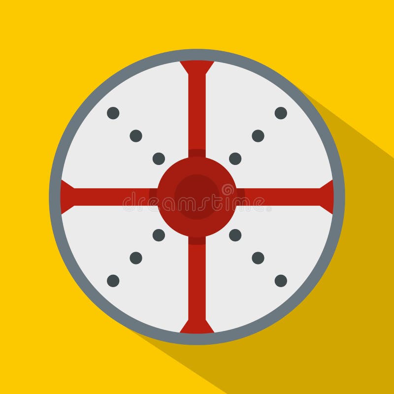 Round Shield Icon, Flat Style Stock Illustration - Illustration of ...