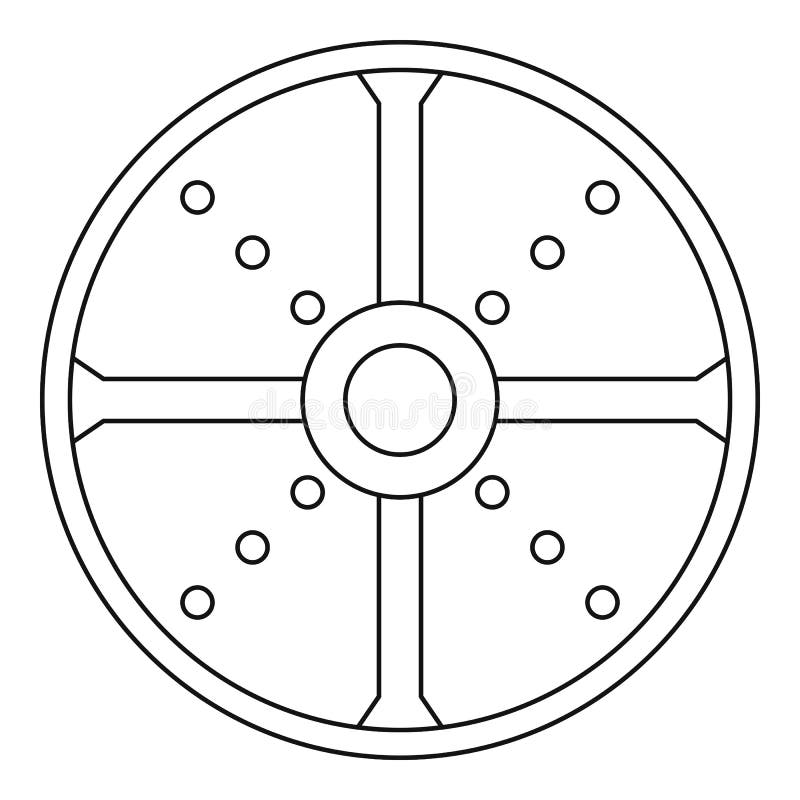 Round Shield Icon, Outline Style Stock Illustration - Illustration of ...