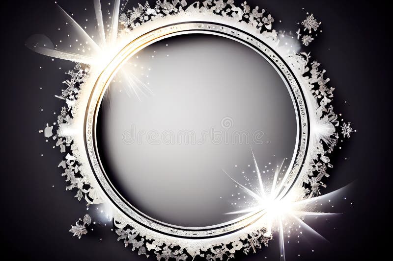 Round Shiny Frame on Black Background. Generative AI Stock Illustration ...