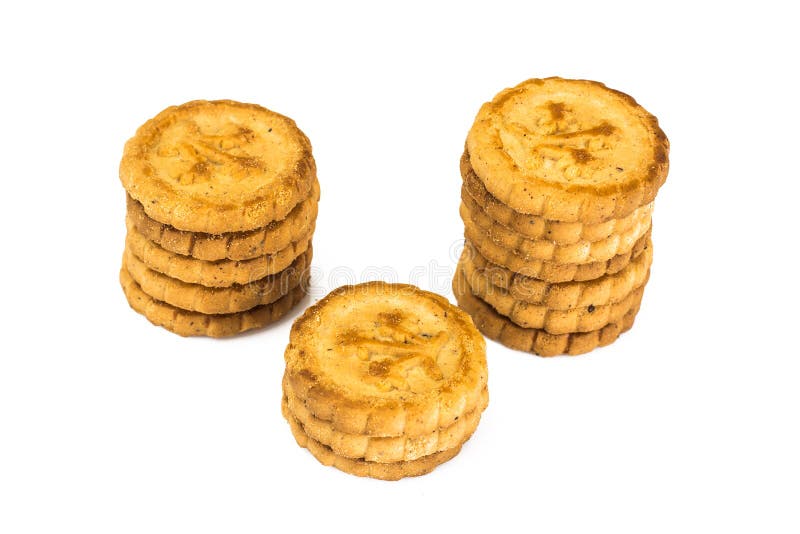 Round Shortbread Biscuits on a White Stock Photo - Image of tasty, food ...