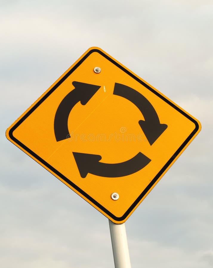 Round about sign stock image. Image of yellow, rounded - 11977557