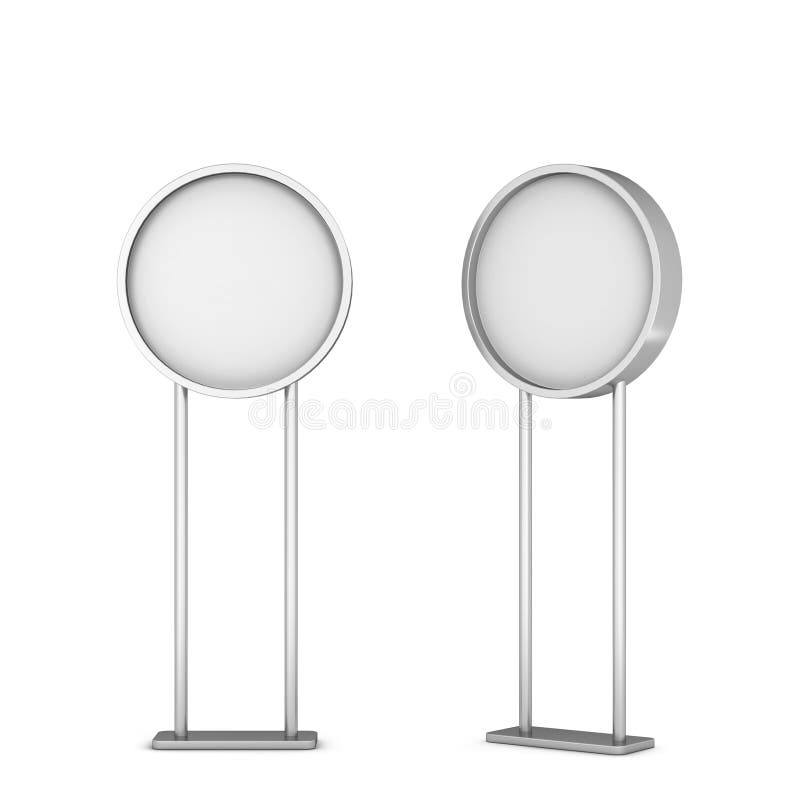 Round Sign on a Pole Stand Mockup Stock Illustration - Illustration of ...