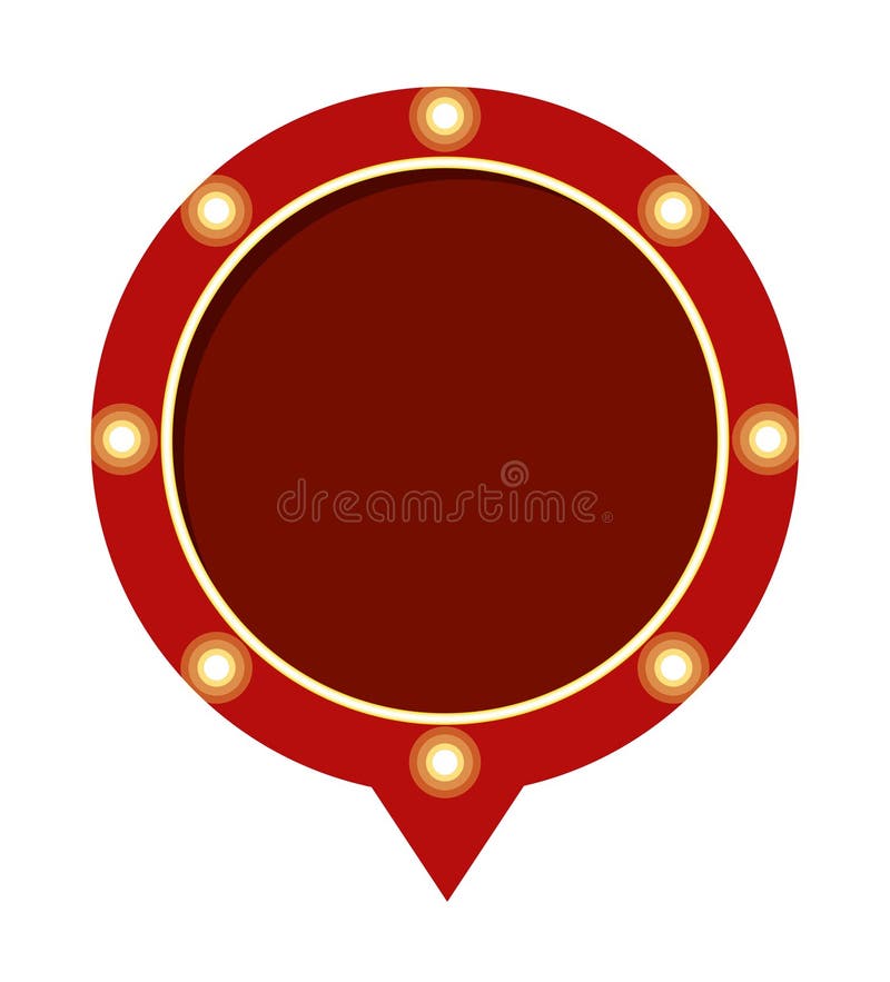 Round Signboard with Light Bulbs Classic Stock Vector - Illustration of ...