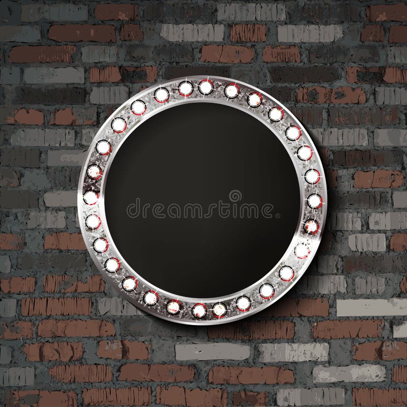Round Silver Frame on Old Brick Background Stock Illustration ...