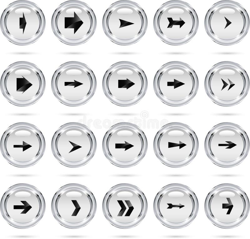 Set of silver icons stock vector. Illustration of button - 43295567