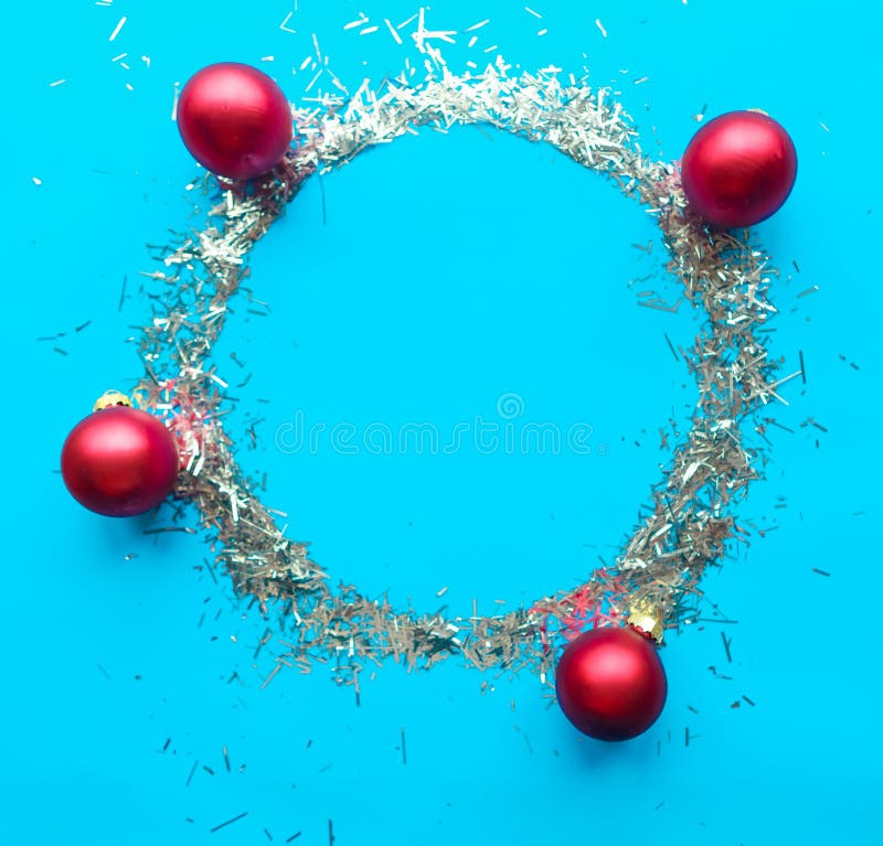 Round Silver Tinsel Christmas Frame Stock Image - Image of mockup ...